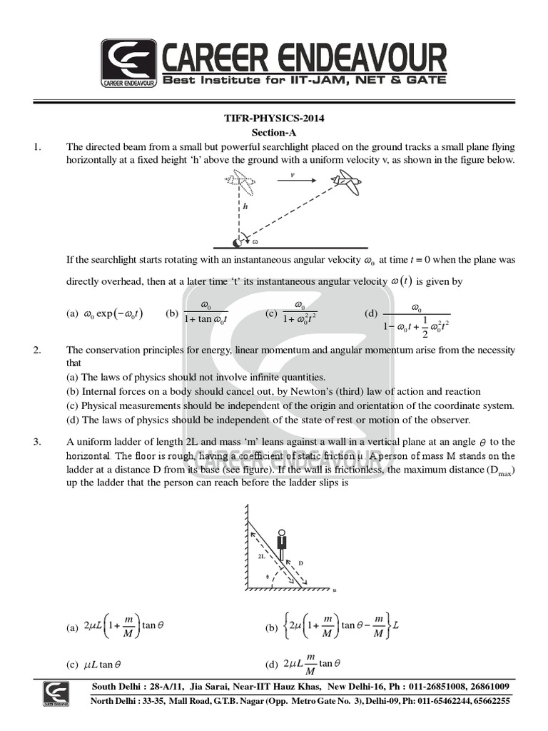 Tifr 2014 Physics | PDF | Electron | Atomic Orbital