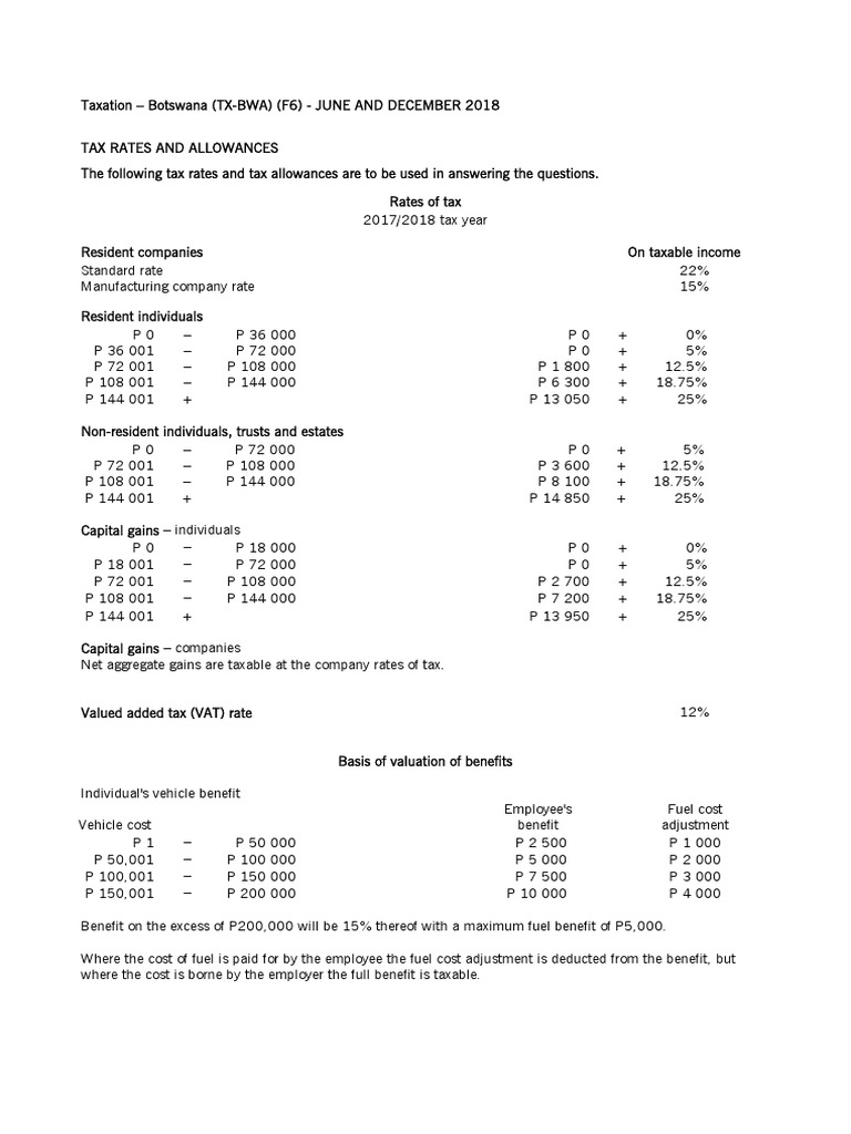 Current Botswana Personal Income Tax Calculations (2020) | PDF ...