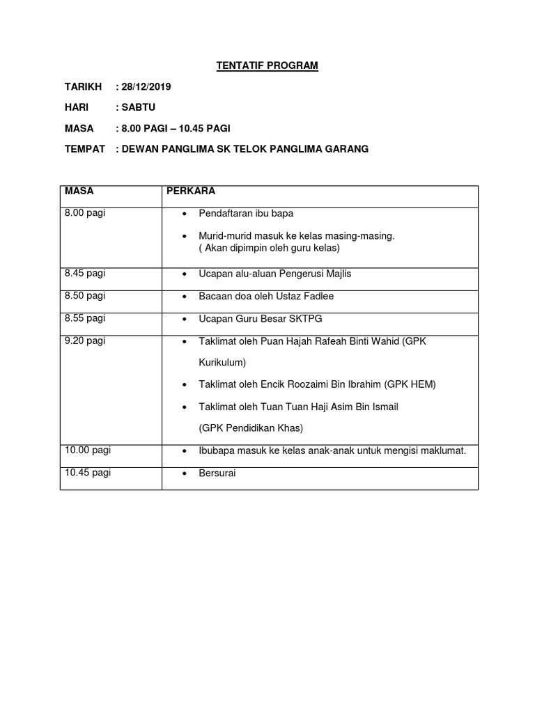 Tentatif Program | PDF