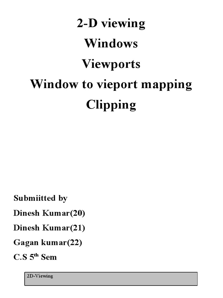 2-D Viewing Windows Viewports Window To Vieport Mapping Clipping | PDF ...