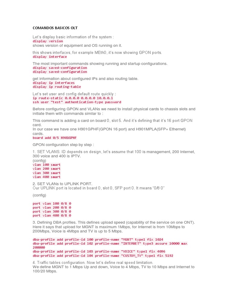 Comandos Basicos Olt | PDF | File Transfer Protocol | Internet Protocols