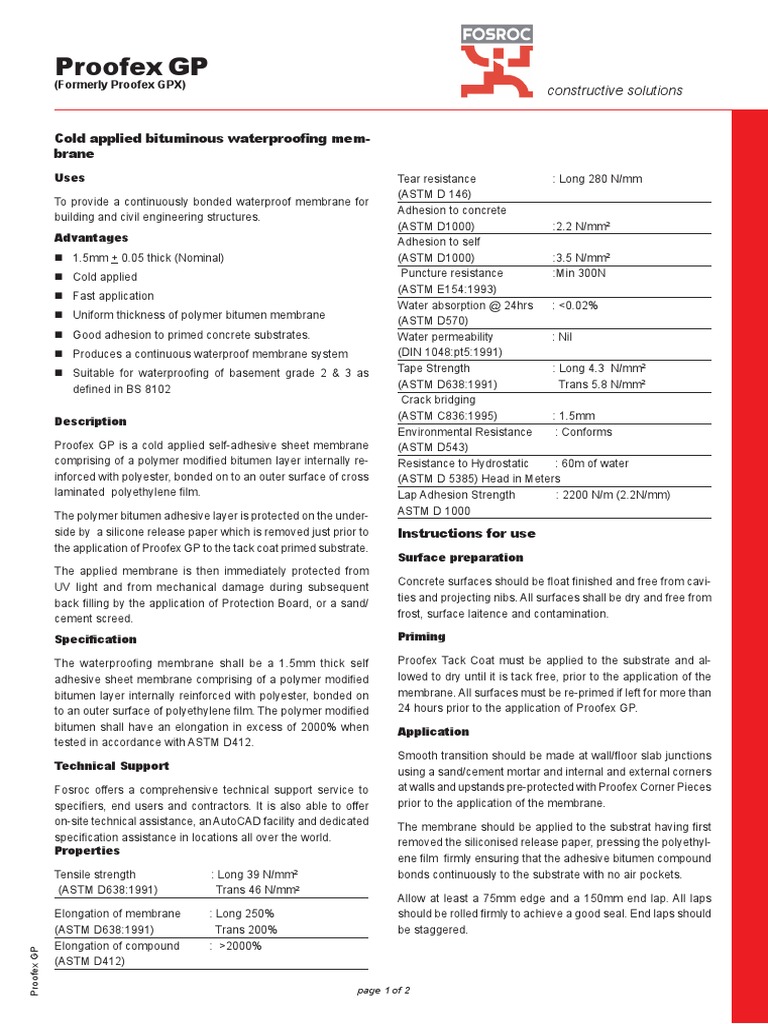 TDS Proofex GP India | PDF | Adhesive | Asphalt