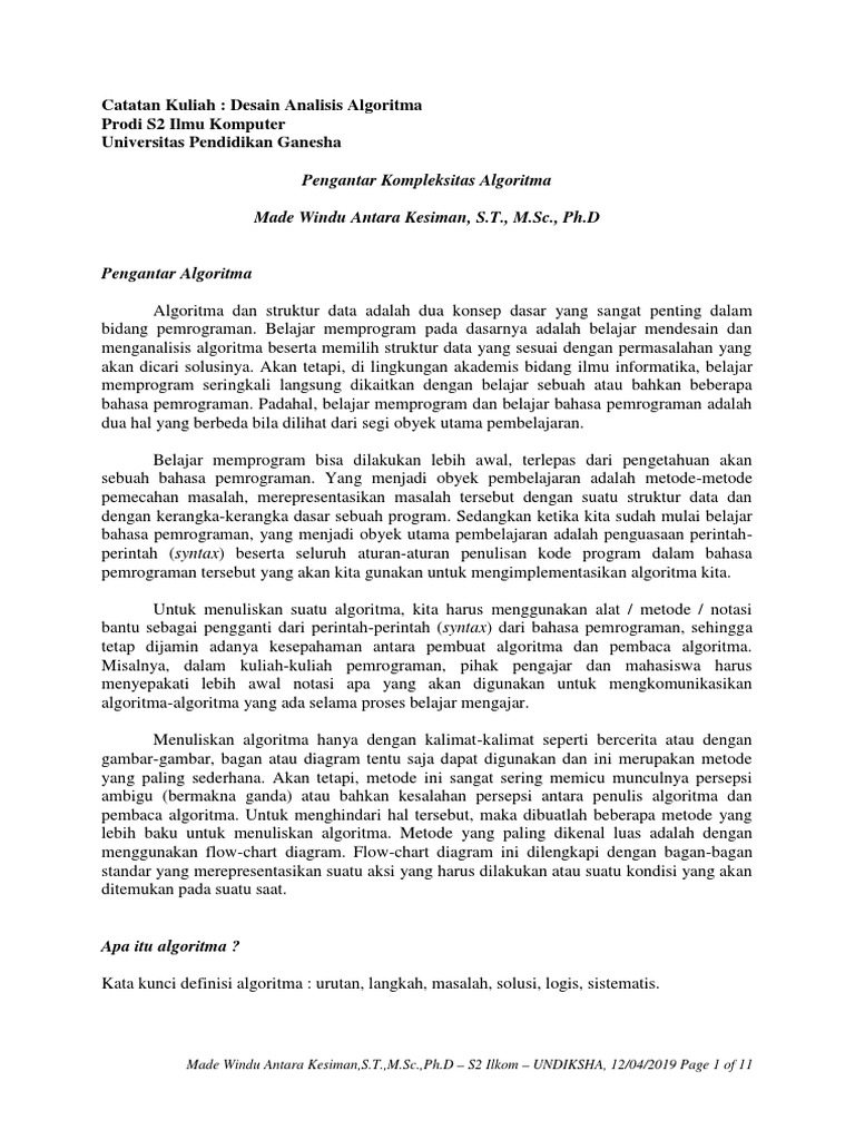 Modul Kompleksitas Algoritma PDF | PDF