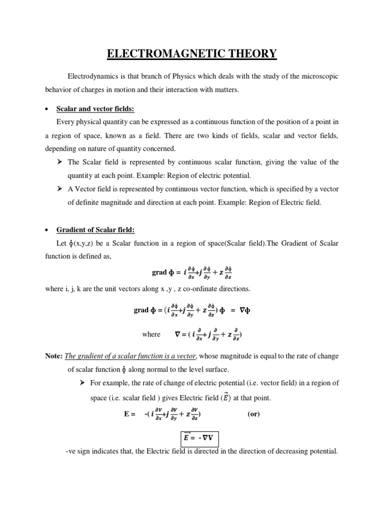 Electromagnetic Theory Overview | PDF | Electromagnetic Induction ...