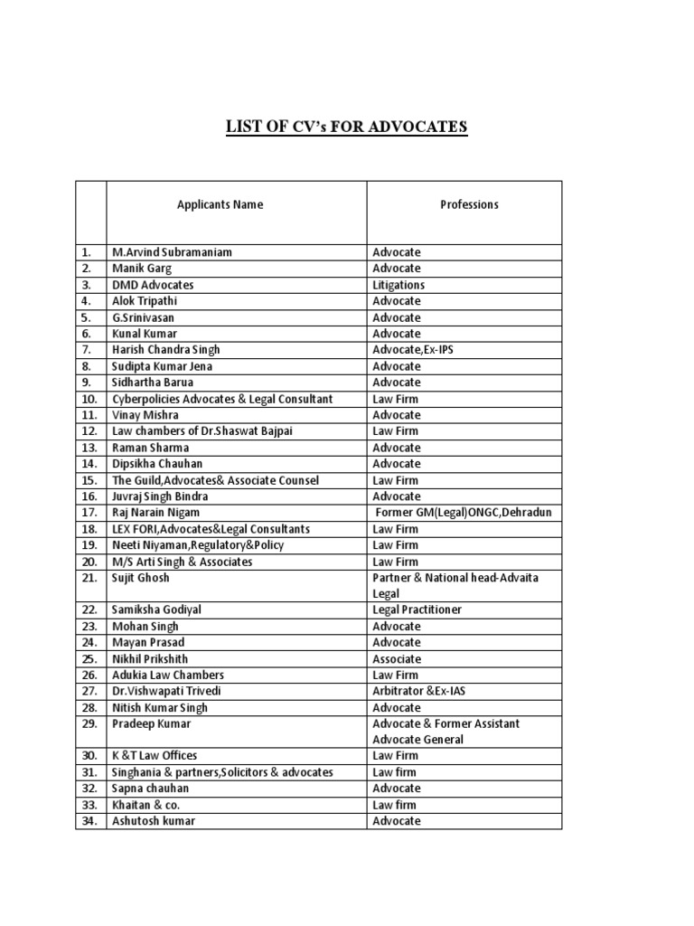 CV For Advocate 1 | PDF | Advocate | Practice Of Law