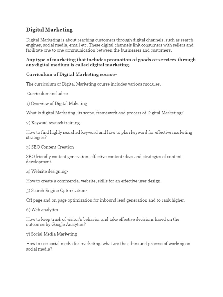 Digital Marketing Notes | PDF | Search Engine Optimization | Digital ...