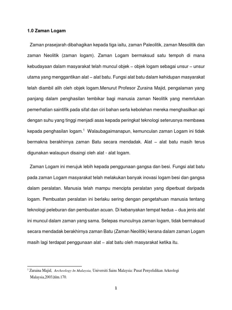 Zaman Logam Ini Merujuk Kepada Penggunaan Gangsa Dan Besi | PDF