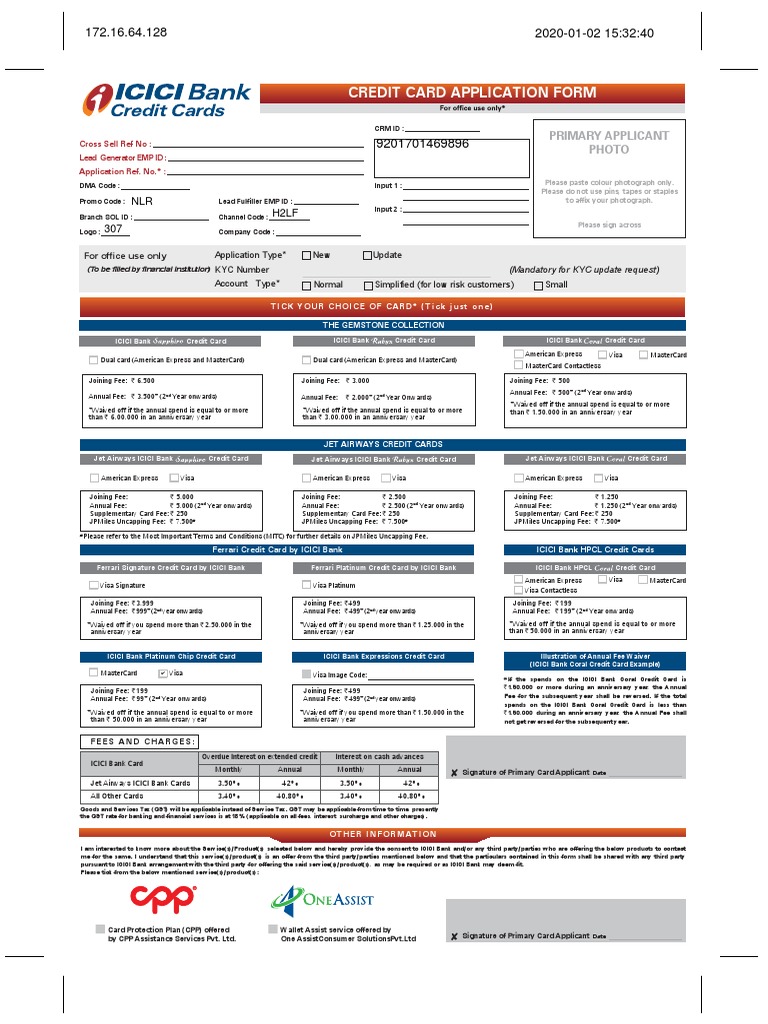 Credit Card Application | PDF | Identity Document | Credit Card