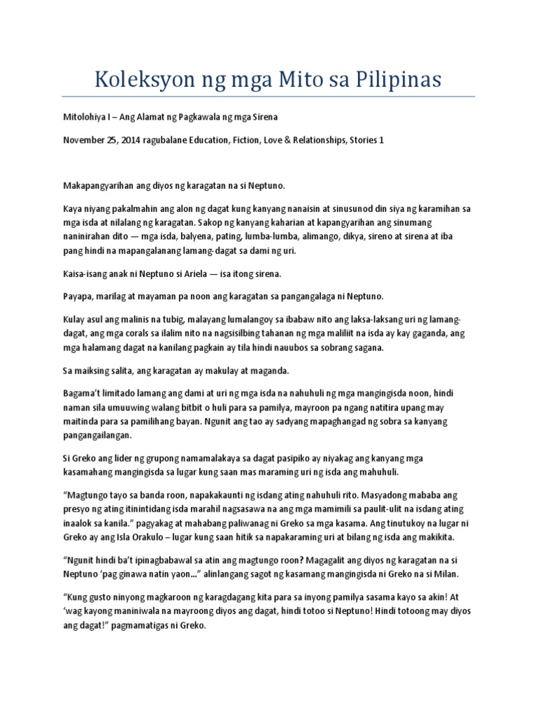 Koleksyon NG Mga Mito Sa Pilipinas | PDF