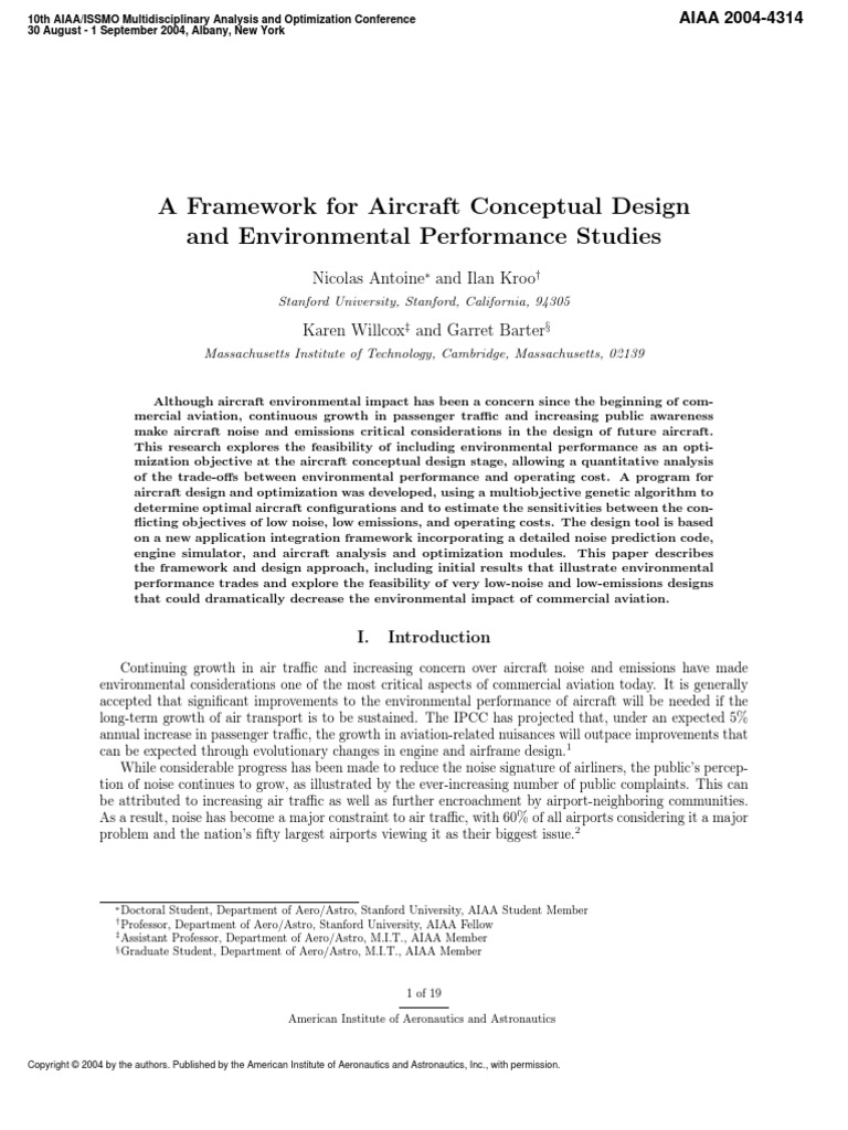 Aiaa-2004-4314 - Aircraft Conceptual Design | PDF