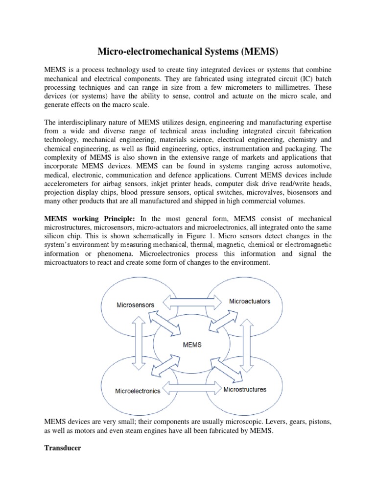 MEMS Notes.. | PDF | Microelectromechanical Systems | Sensor