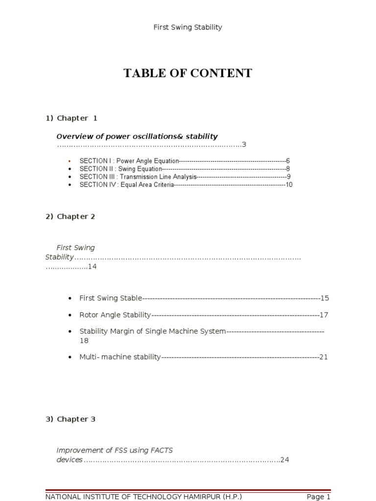 First Swing Stability in Power Systems | PDF | Steady State | Electric ...