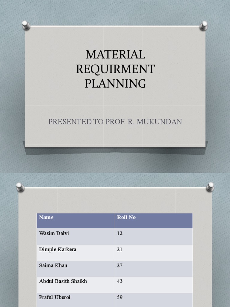 Material Requirement Planning Overview | PDF | Inventory | Systems Science