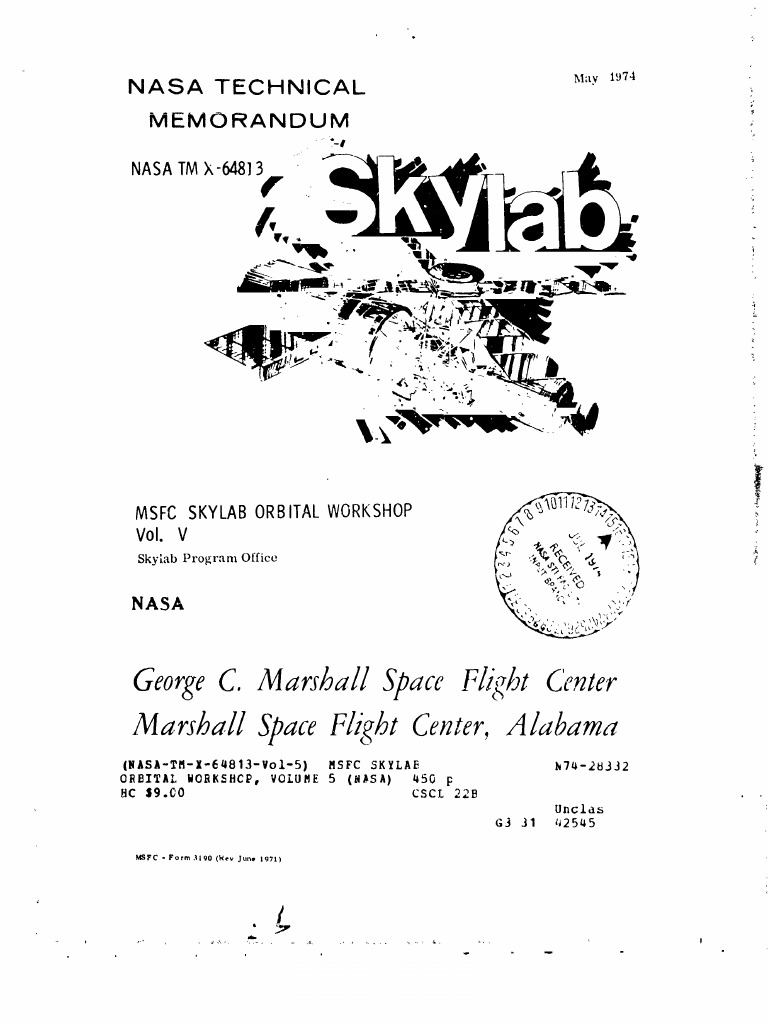 MSFC Skylab Orbital Workshop, Volume 5 | PDF | Skylab | Marshall Space ...