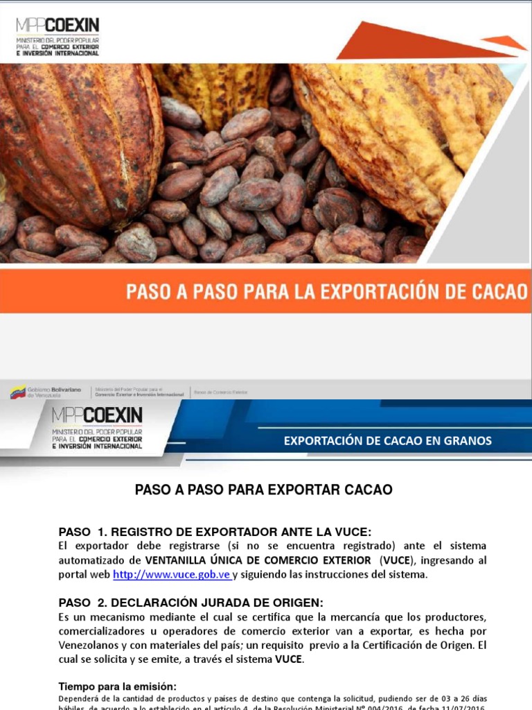 Guía para Exportar Cacao en Venezuela | PDF | aduana | Comercio