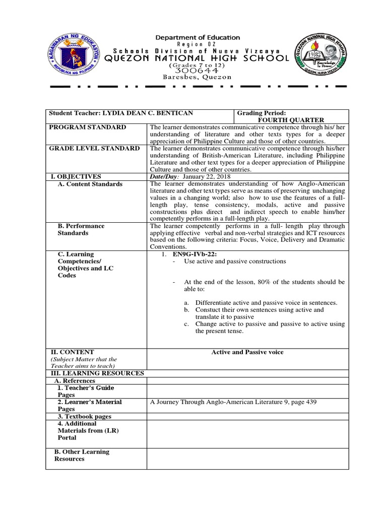 Active and Passive Voice - LP3 (01-22-19) | PDF | Verb | Linguistic ...
