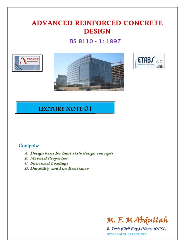 LECTURE NOTE 01 - RCC Design | PDF | Strength Of Materials | Concrete