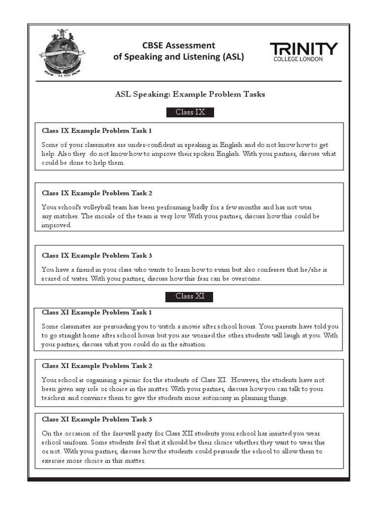 Speaking - Example - Problem - Tasks | PDF | Language Arts & Discipline