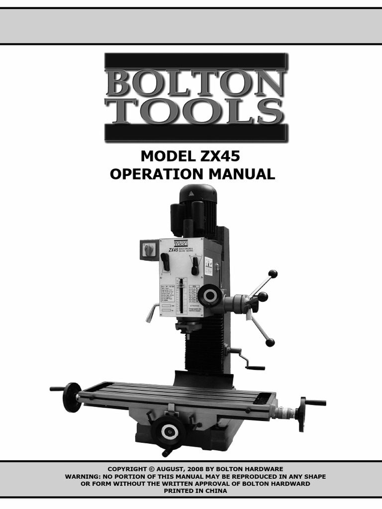 Manual ZX45 MILL | PDF | Bearing (Mechanical) | Screw