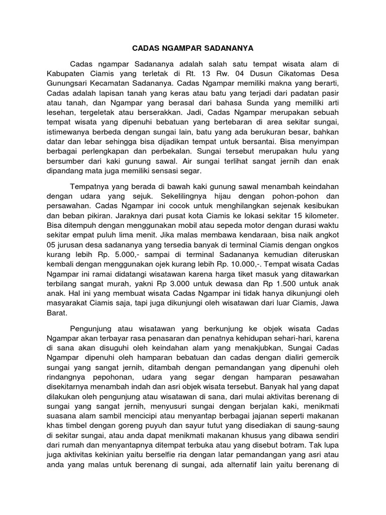 Cadas Ngampar Sadananya | PDF
