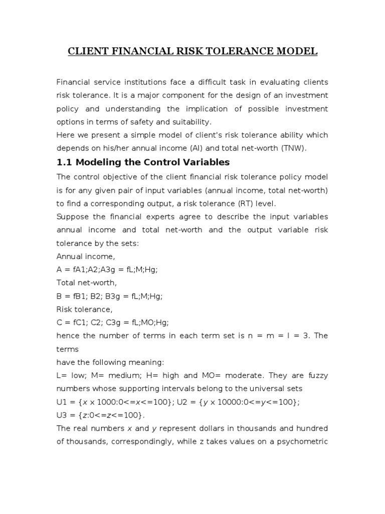 Client Financial Risk Tolerance Model | PDF | Risk Aversion | Risk