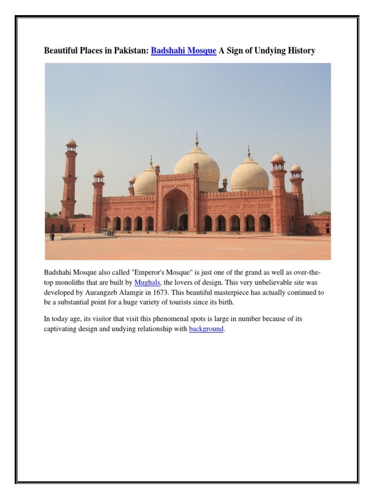 Badshahi Mosque Plan