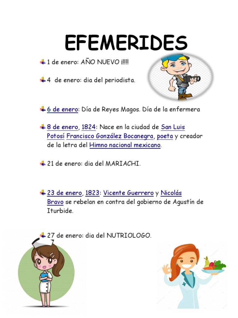 Efemerides Del Mes De Enero En Mexico Efemérides Por Mes