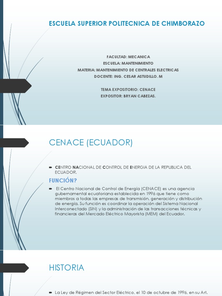 CENACE: Control y Gestión Energética en Ecuador | PDF | Ecuador ...