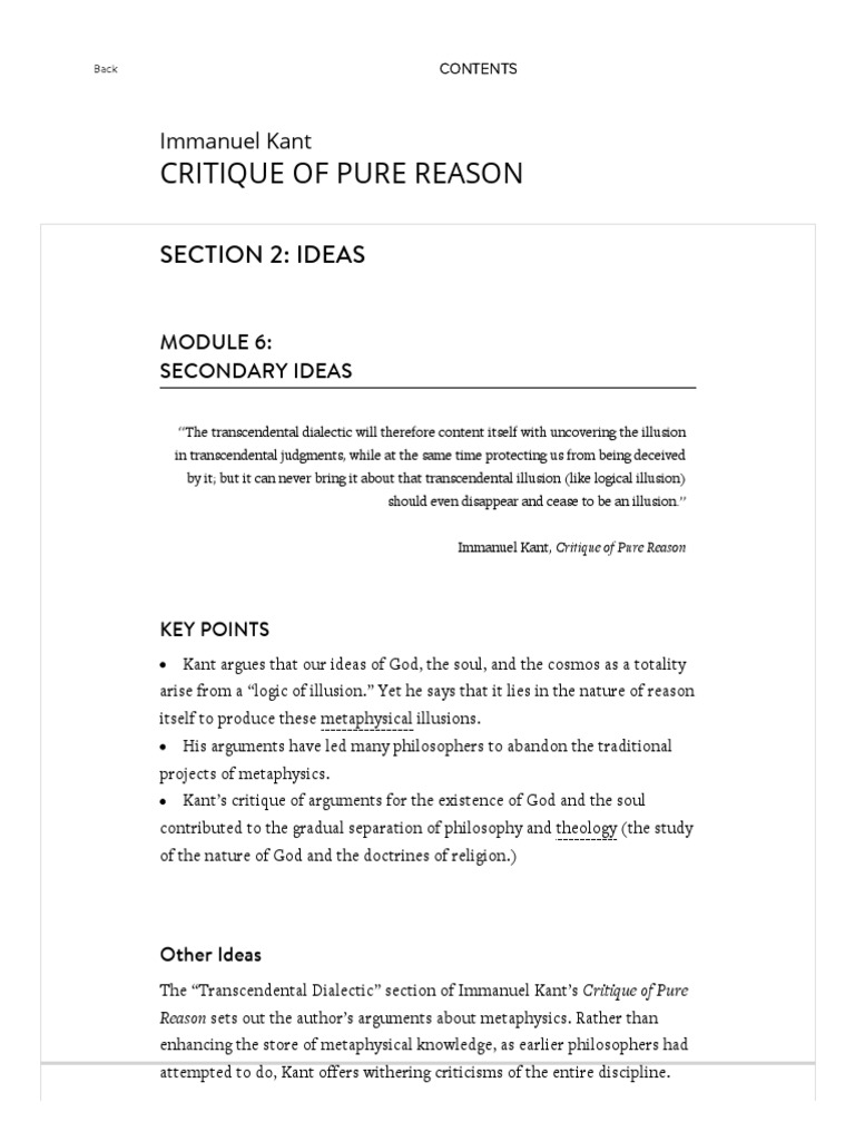 Critique of Pure Reason Book Summary - Kant5 | PDF | Critique Of Pure ...