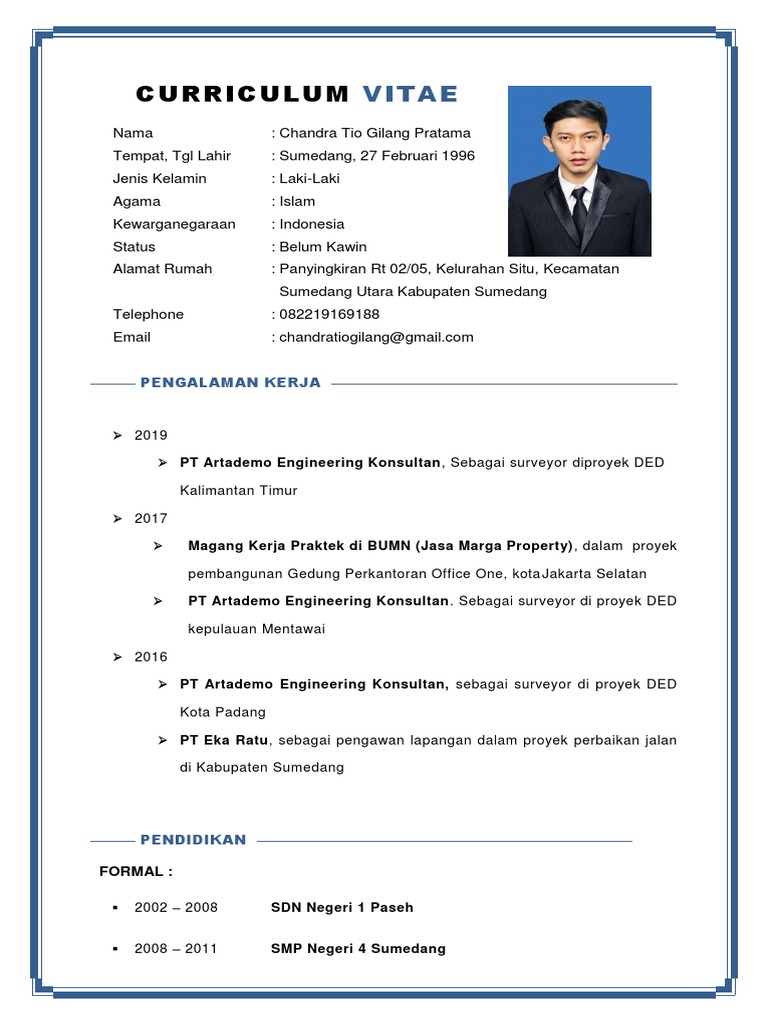 CV Chandra Tio Gilang P | PDF