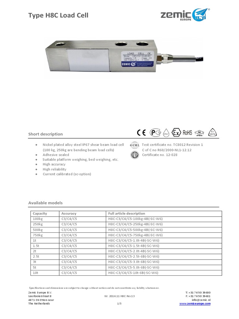 H8C Datasheet | PDF | Electrical Engineering | Manufactured Goods