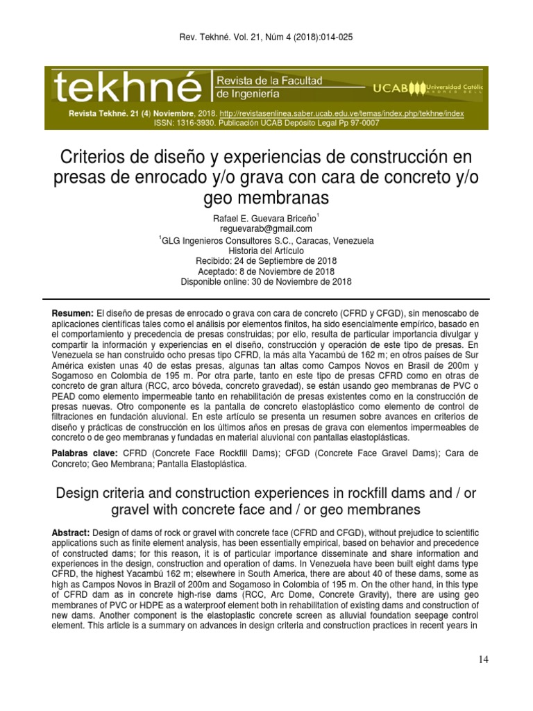 Criterios para Presa de Enrocado PDF | PDF | Represa | Hormigón