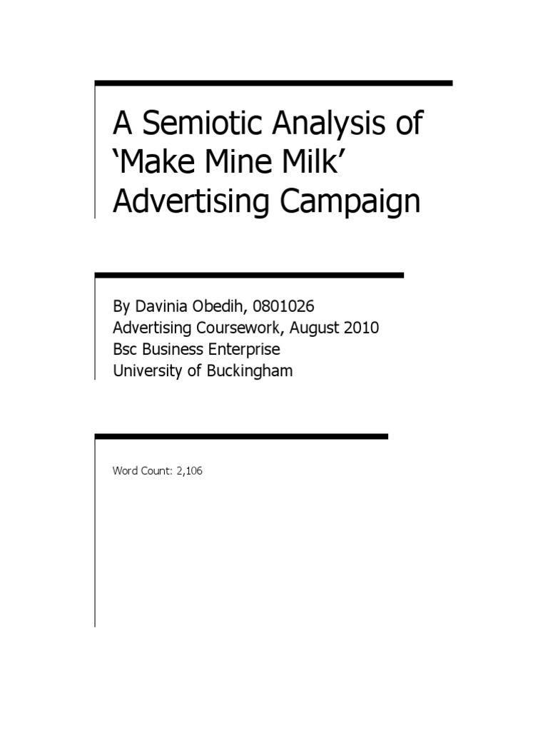Advertising Semiotics Make Mine Milk | PDF | Advertising | Brand