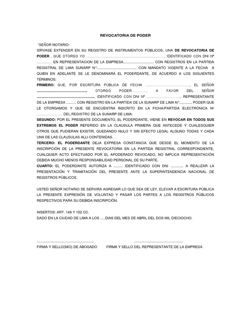 Revocatoria de Poder | PDF | Derecho