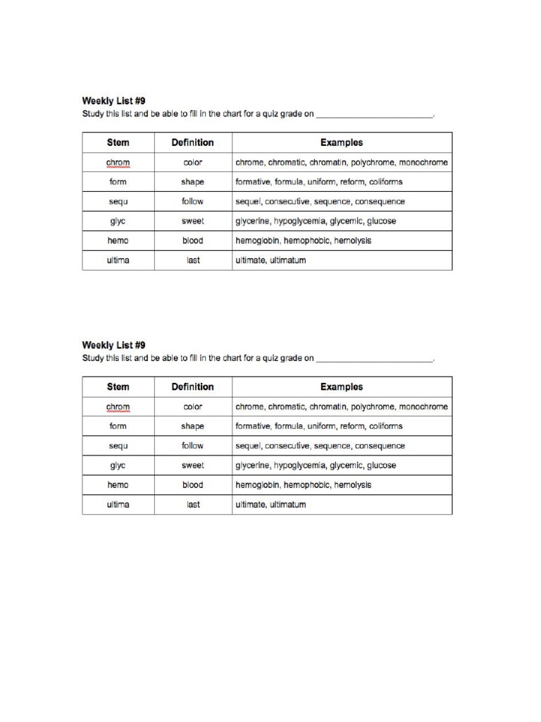 Word Within Word List 9-1 PDF | PDF