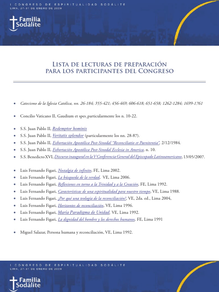 Lecturas para el Congreso de Reconciliación | PDF