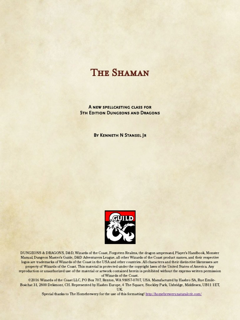 The Shaman PDF | PDF | Shamanism | Wizards Of The Coast