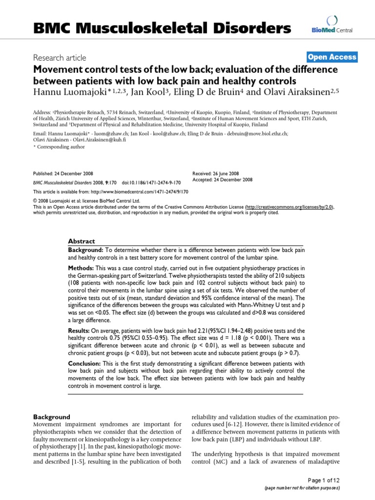 2008 - Luomajoki Et Al. - Movement Control Test of The Low Back ...