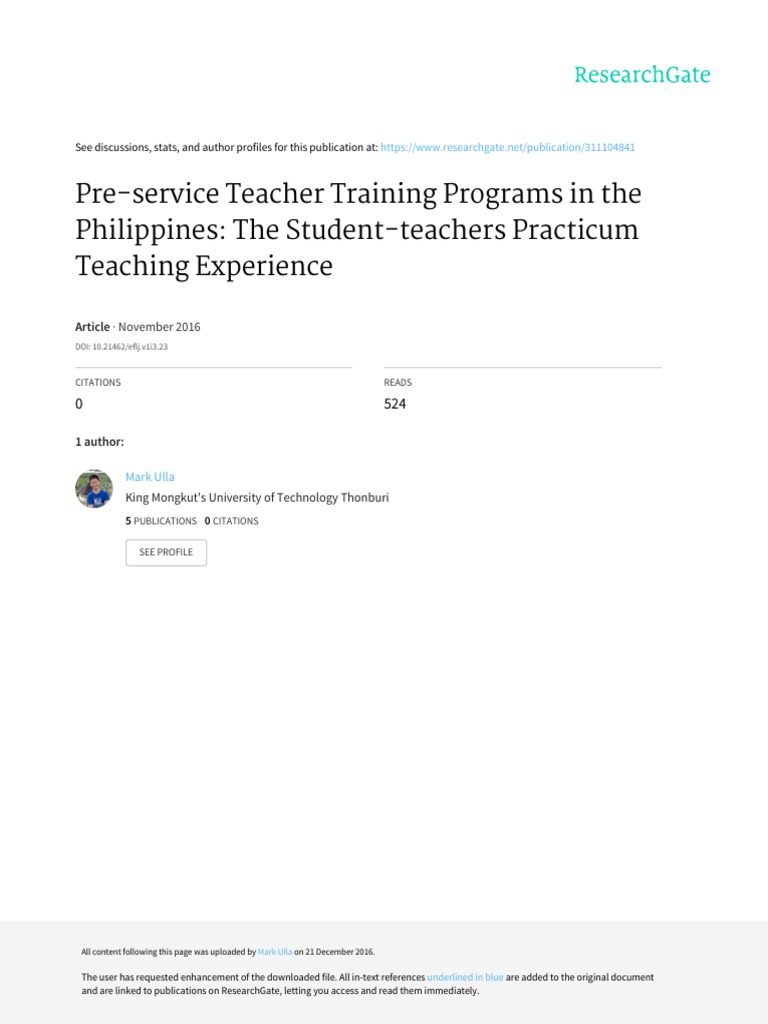 Pre-Service Teacher Training Programs in The Phili | PDF | Teacher ...