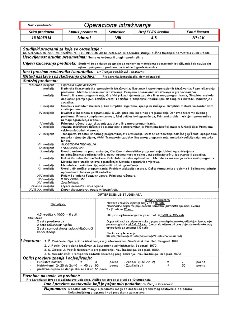 Operaciona Istrazivanja MGT | PDF