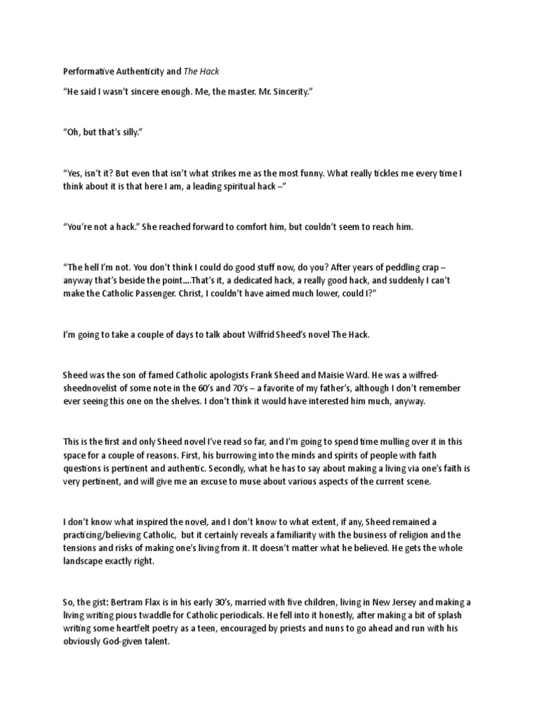 Performative Authenticity and The Hack | PDF | Catholic Church | Faith