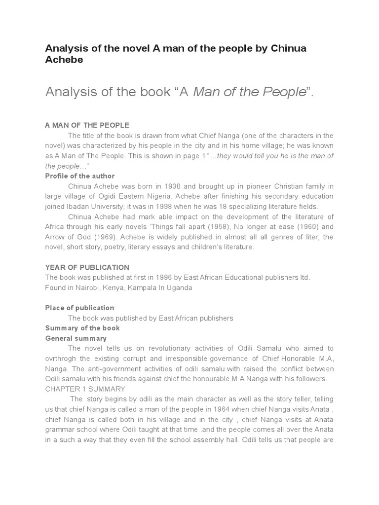 A Man of The People by Chinua Achebe | PDF