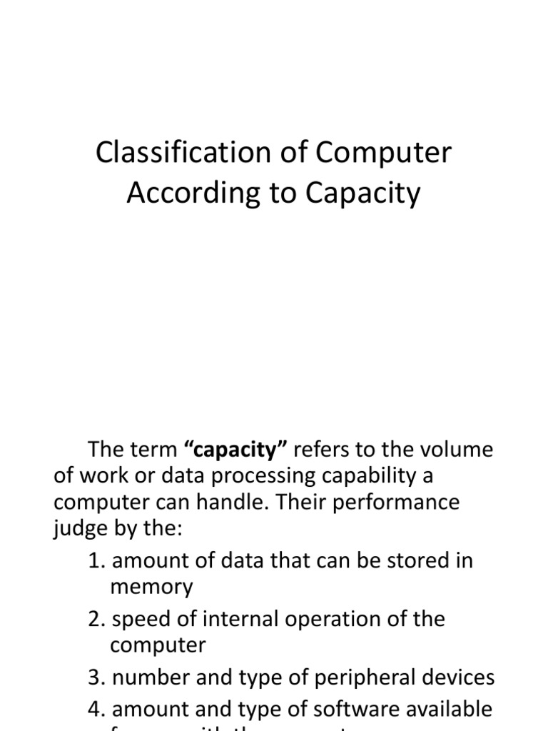 Classification of Computer According To Capacity | PDF | Operating ...