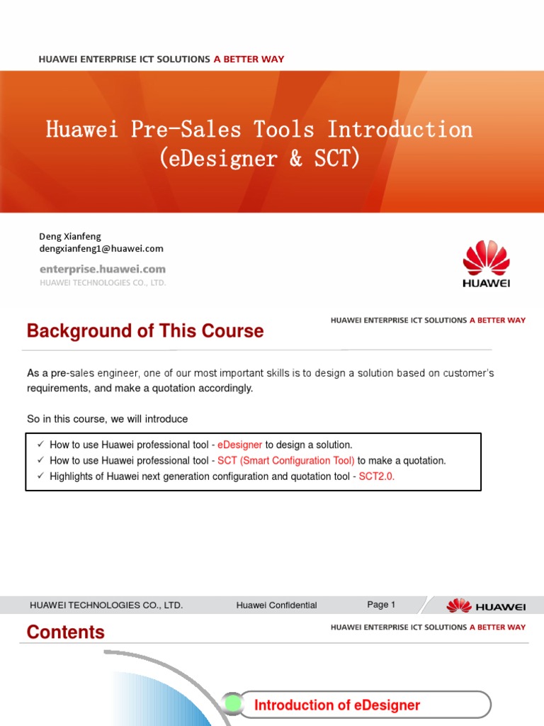 01 Huawei Pre-Sales Tools Introduction (EDesigner & SCT) | PDF ...