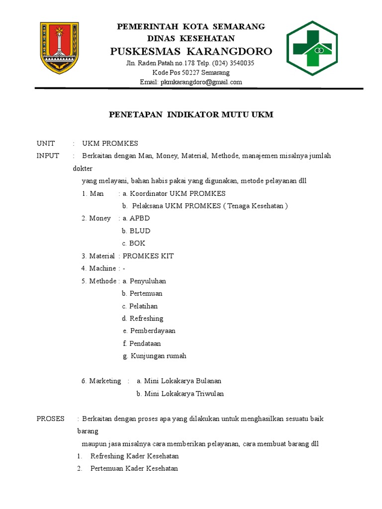 Pemilihan Indikator Mutu Ukm Promkes | PDF | Bisnis