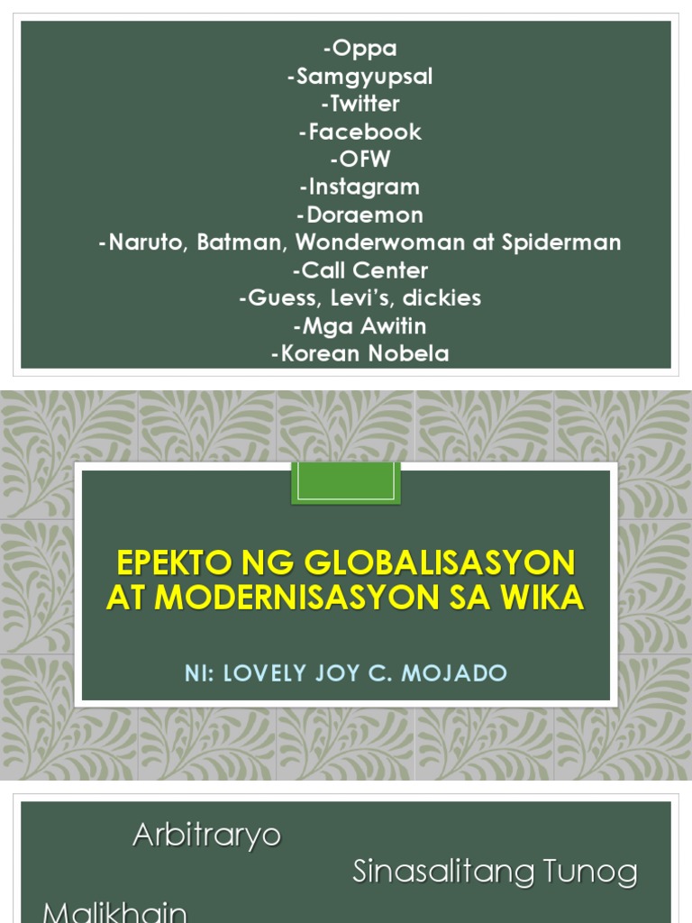 Epekto NG Globalisasyon at Modernisasyon Sa WiKA-tunay | PDF