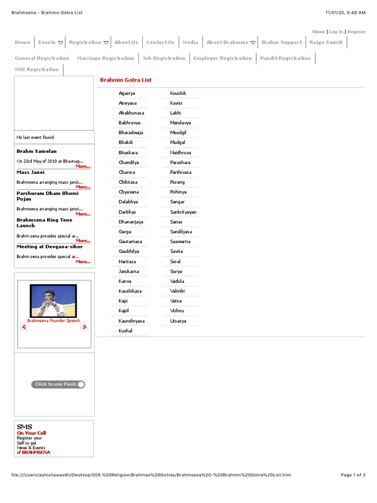 Brahmsena - Brahmin Gotra List | PDF | Hindu Mythology | Hindu Literature