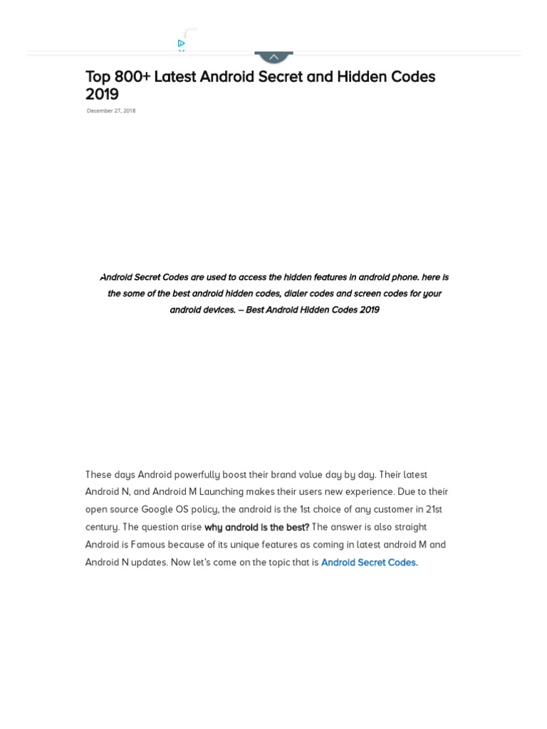 Top 800+ Latest Android Secret Codes - Hidden Codes 2019 | PDF ...