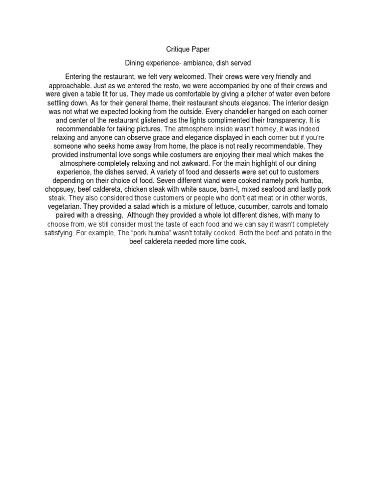 Critique Paper | PDF