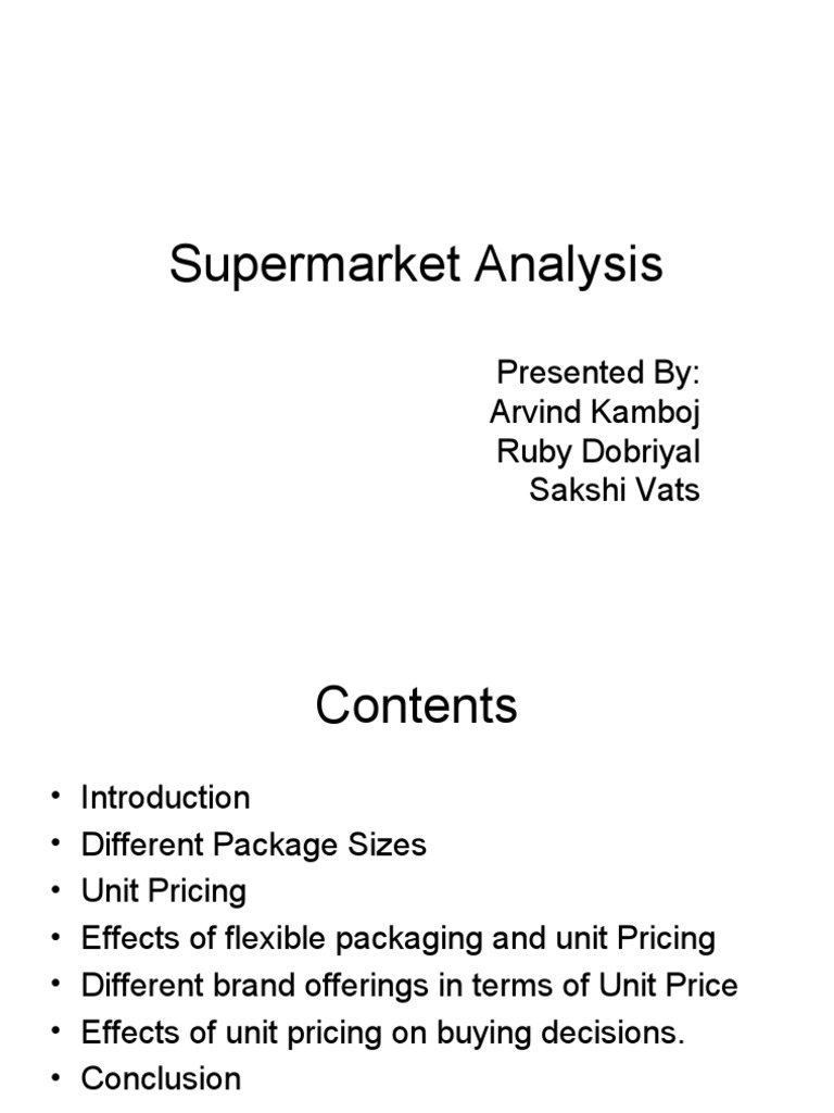 Supermarket Unit Pricing Analysis | PDF | Supermarket | Pricing